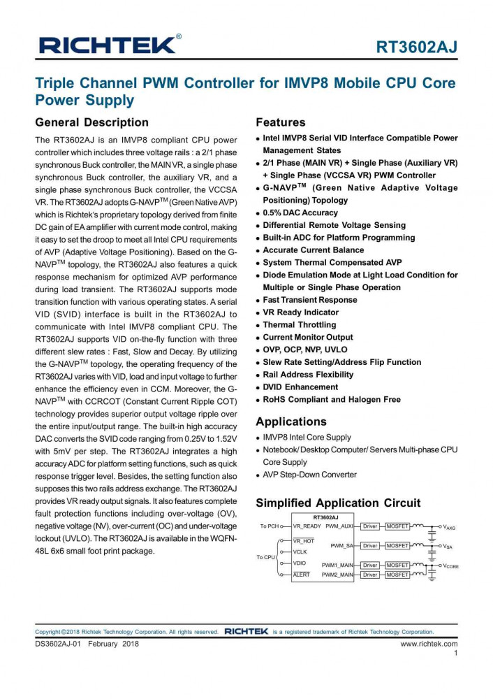 RT3602AJGQW datasheet page 1