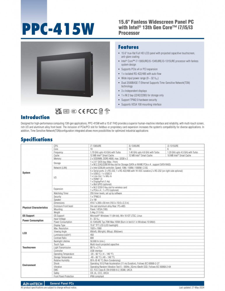 PPC-415W technical document page 1
