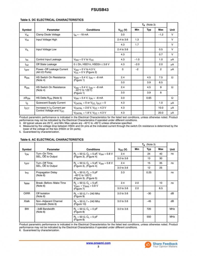 FSUSB43 datasheet page 3