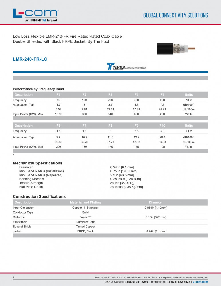 LMR-240-FR-LC technical document page 2