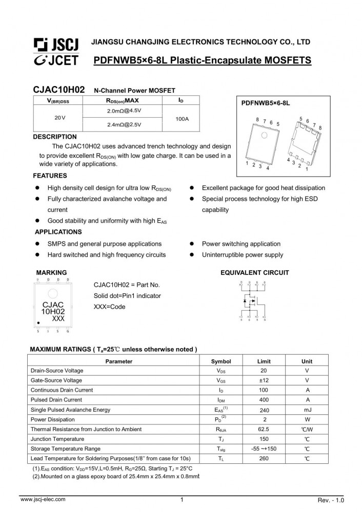 CJAC10H02 datasheet page 1