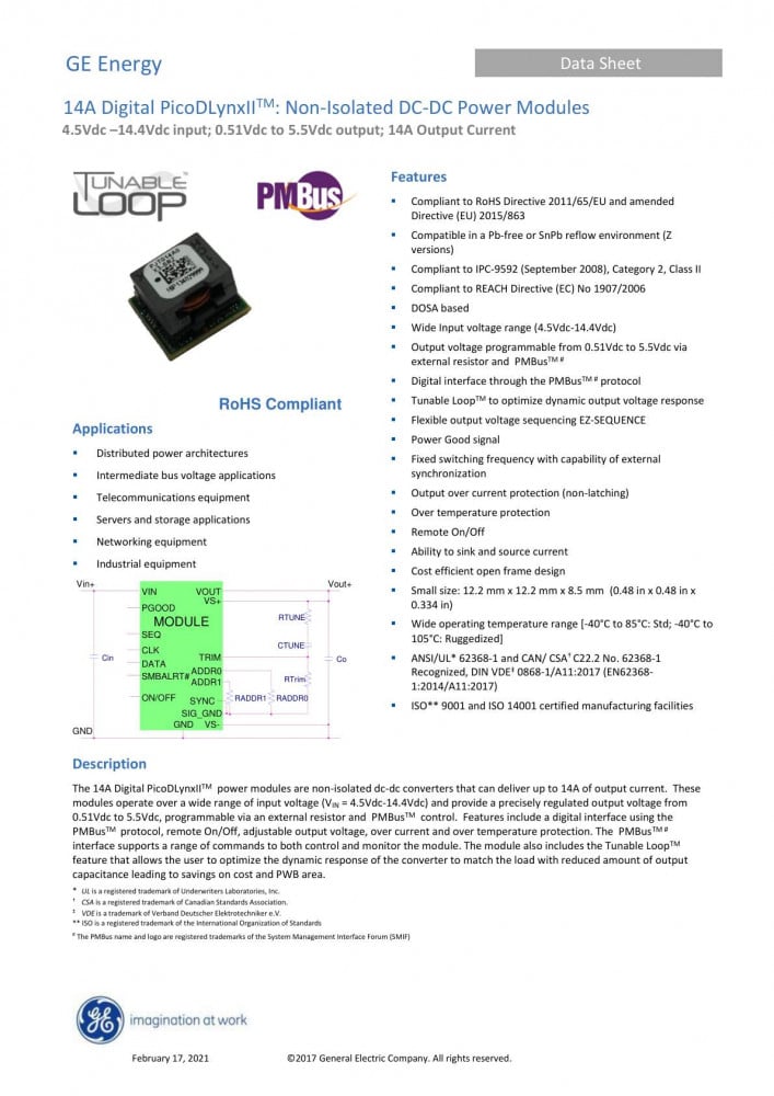 ABB PJT014A0X43-SRZ datasheet page 1