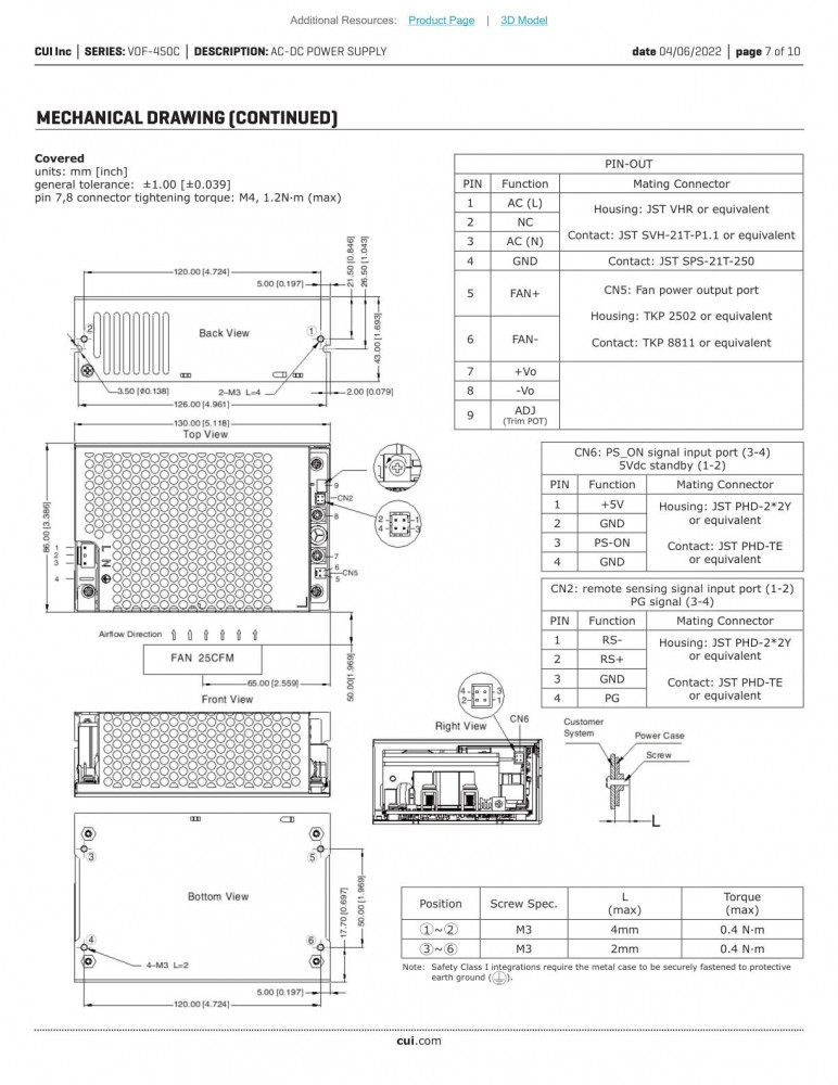 VOF-450C series datasheet page 7