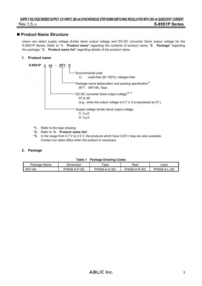 ABLIC S-85S1P datasheet page 3