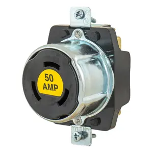 Locking Devices, Industrial, Receptacle, 50A 250V DC/600V AC, 3-Pole 4-Wire Grounding, Non-NEMA, Screw Terminal, Black for sale