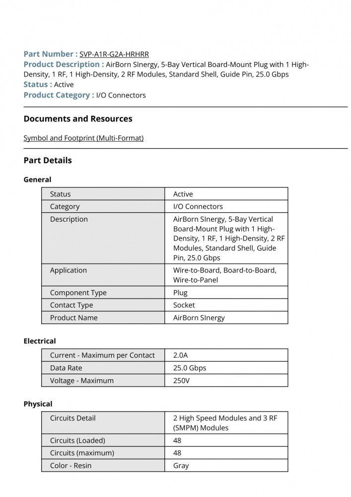 SVP-A1R-G2A-HRHRR technical document page 1