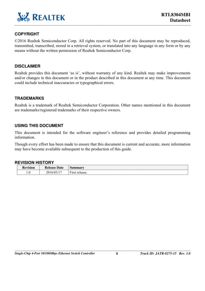 RTL8304MBI-CG datasheet page 2