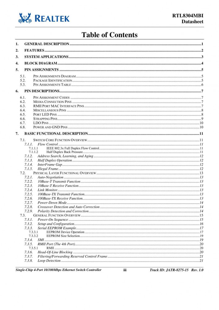 RTL8304MBI-CG datasheet page 3
