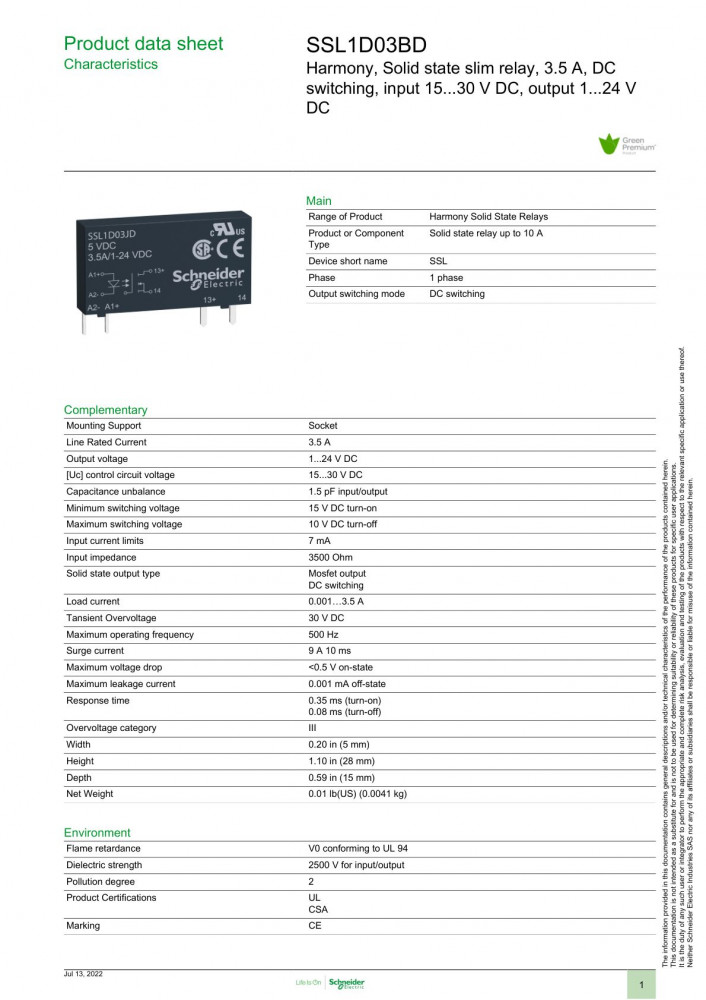 SSL1D03BD technical document page 1