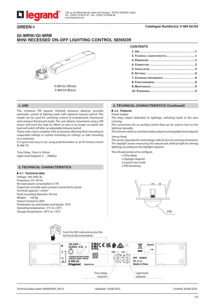 Legrand 048462 technical document page 1