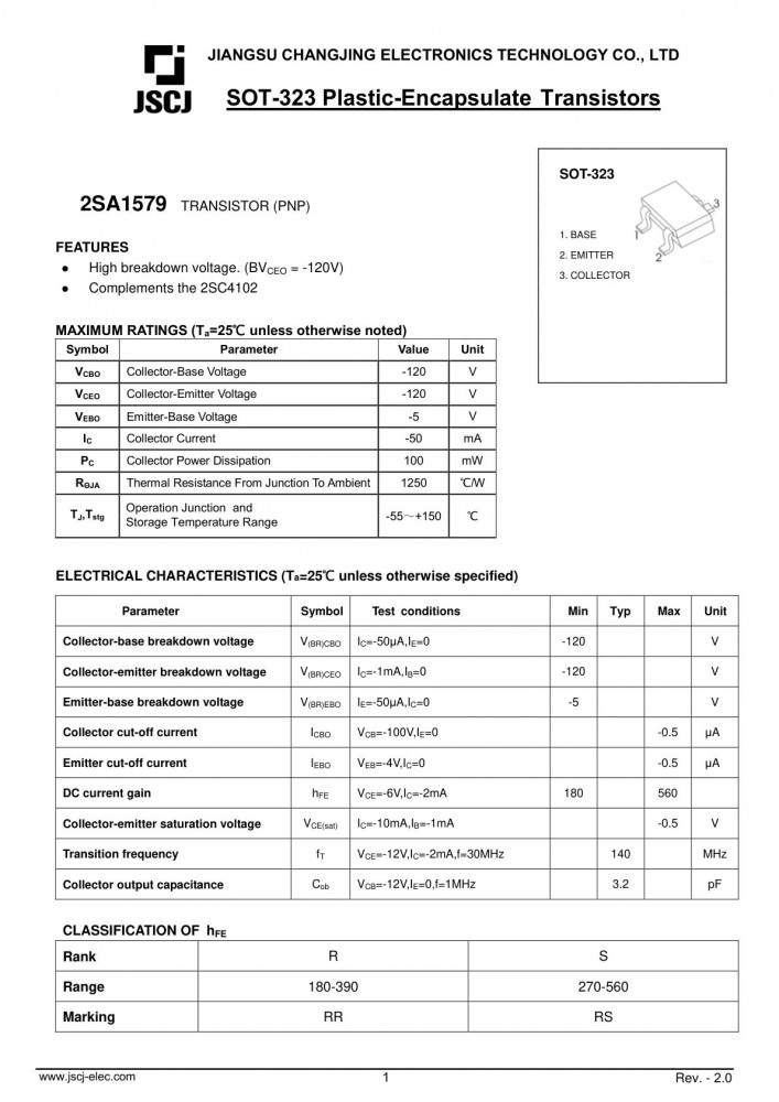 2SA1579 datasheet page 1