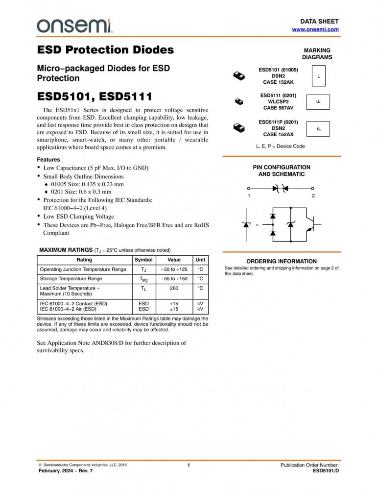 ESD5101AFCT5G datasheet page 1
