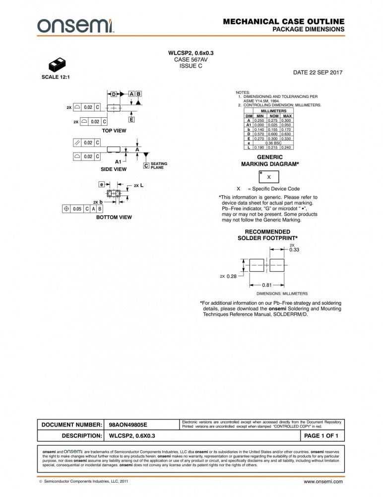 ESD5101AFCT5G recommended footprint page 8