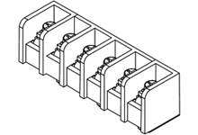 12.70mm Pitch, Single Row, Tri-Barrier Terminal Strip, without Mounting Ends, Black, Steel Screws, 4 Circuits