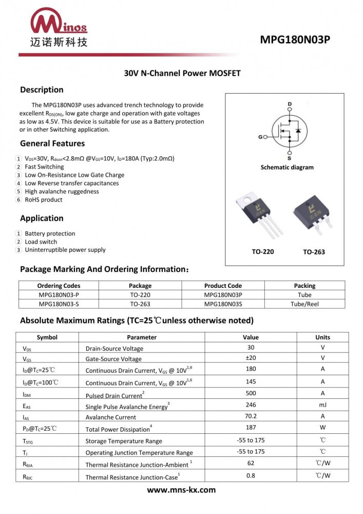 MPG180N03P datasheet page 1