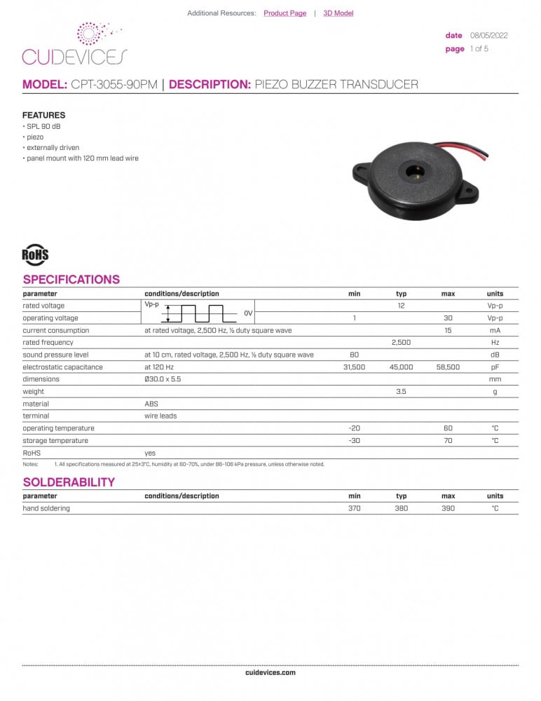 CPT-3055-90PM datasheet page 1