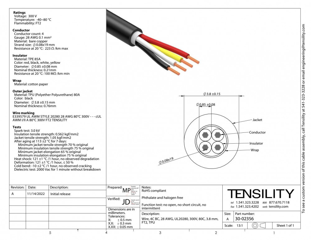 Tensility International 30-02356 cable product document