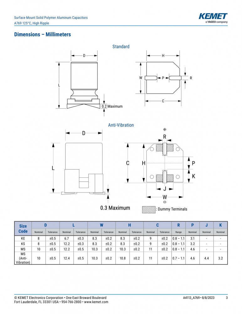KEMET A769 datasheet page 3