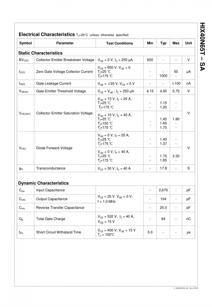 HIX40N65T-SA datasheet page 2