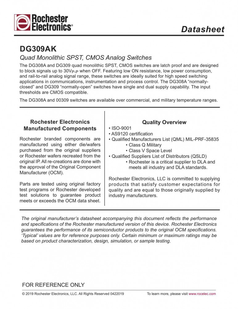 DG309AK technical document page 1