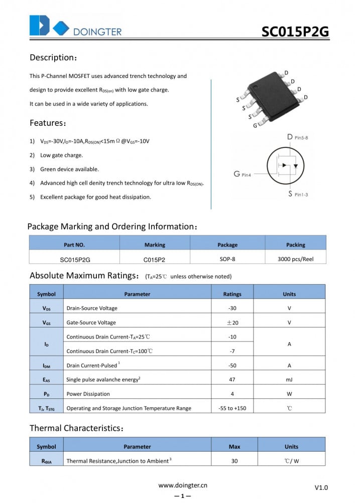 SC015P2G datasheet page 1