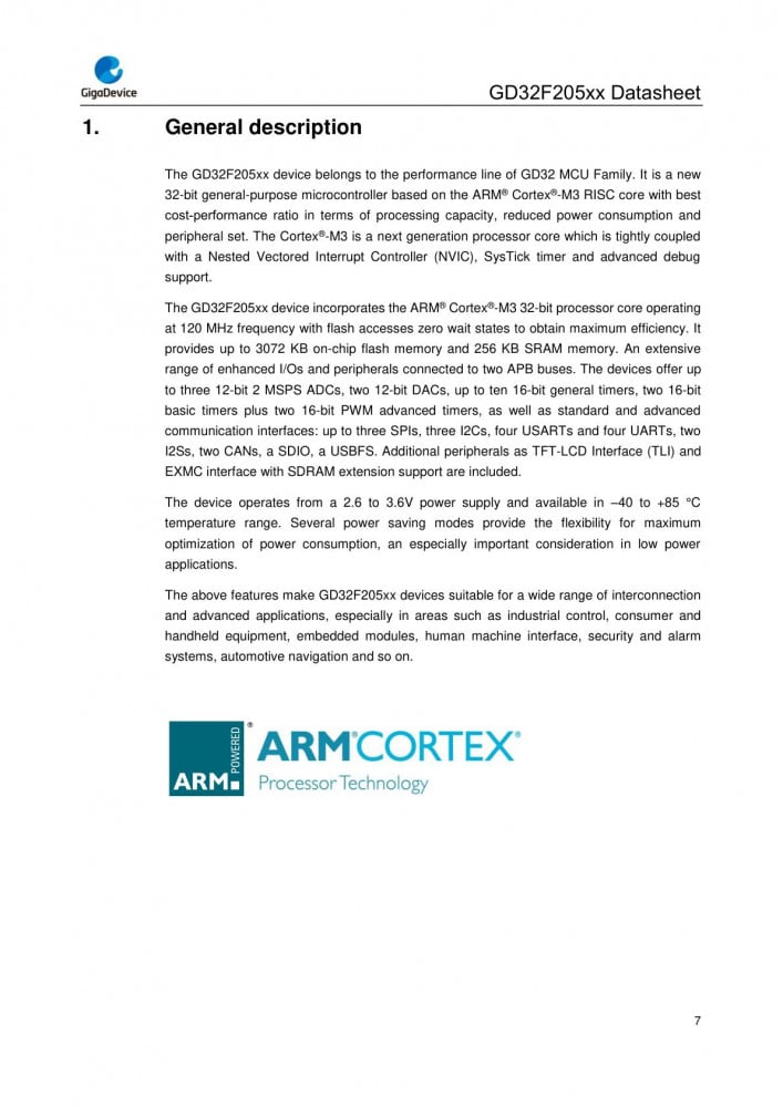 GD32F205xx datasheet page 8