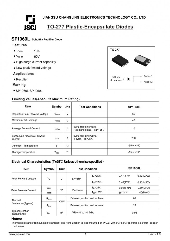 SP1060L datasheet page 1