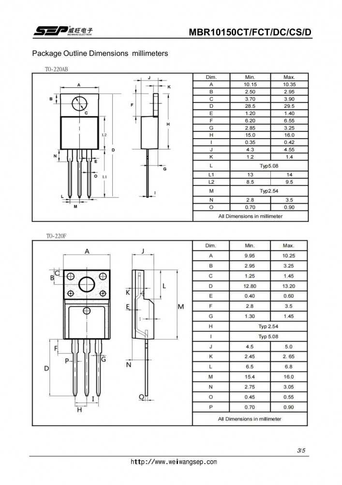 SEP MBR10150FCT datasheet page 3