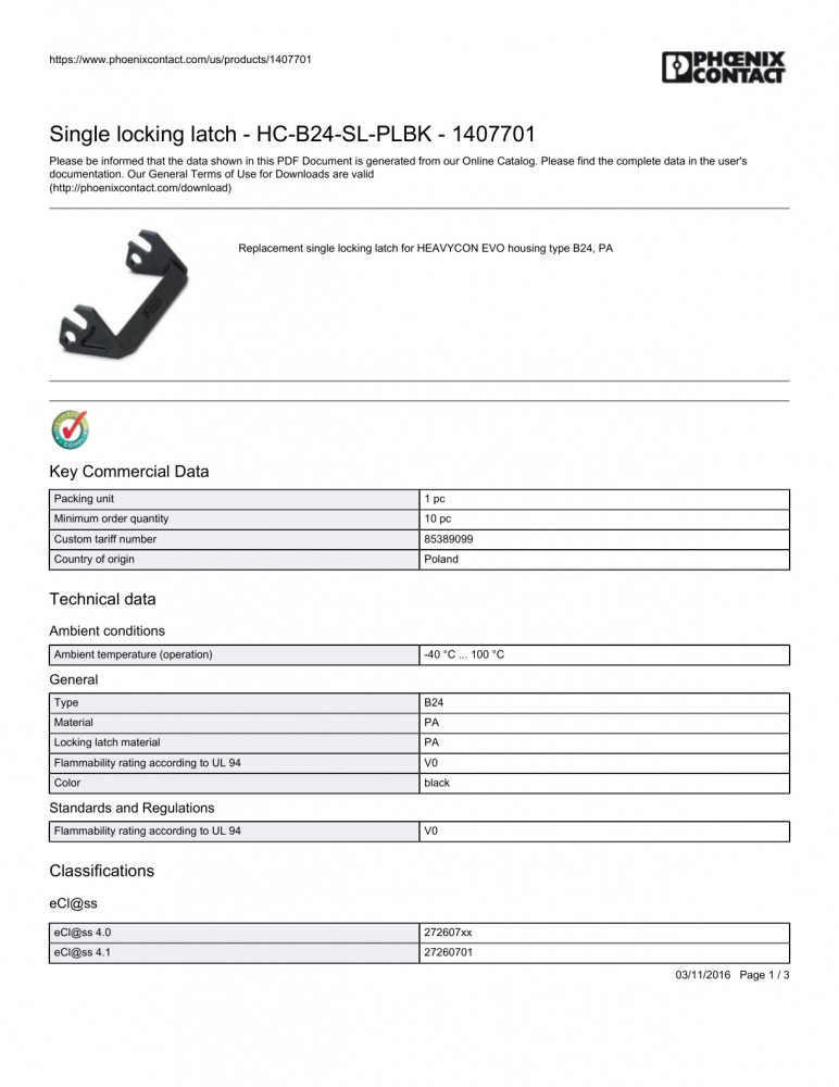 Phoenix Contact 1407701 technical document image 1