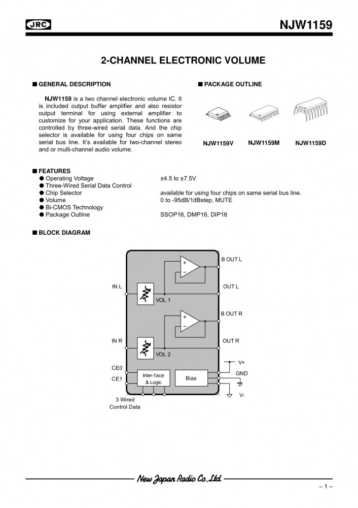 NJW1159V-TE1 datasheet page 1