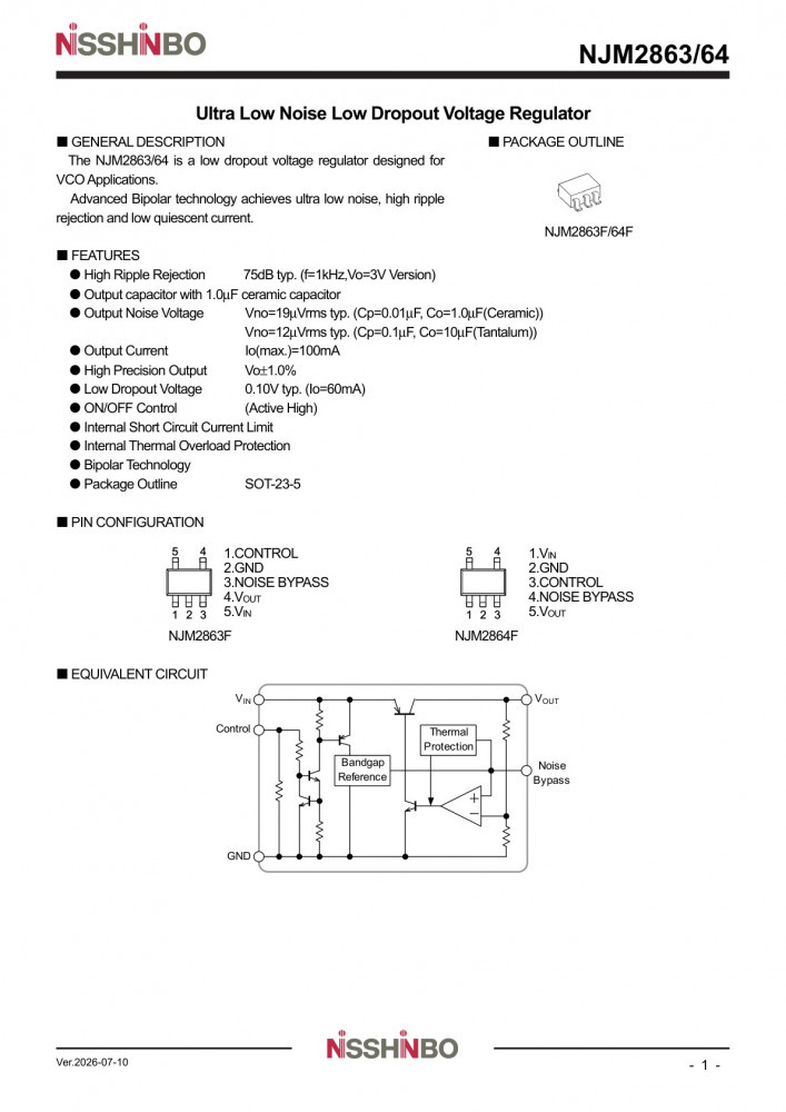 NJM2864 datasheet page 1