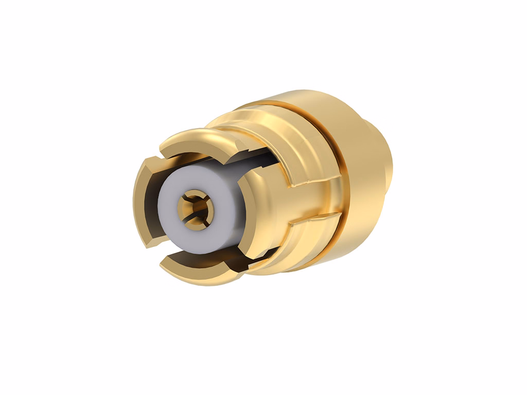 DIN 7/16 Jack, Straight, 4-Hole Flange Mount, Round Post, One Piece Per Carton, 50 Ohms