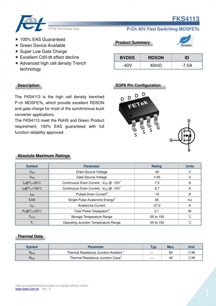 FKS4113 datasheet page 1