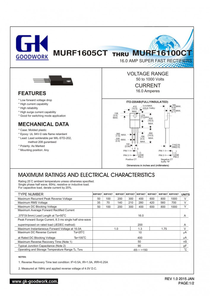 GOODWORK MURF1640CT datasheet page 1