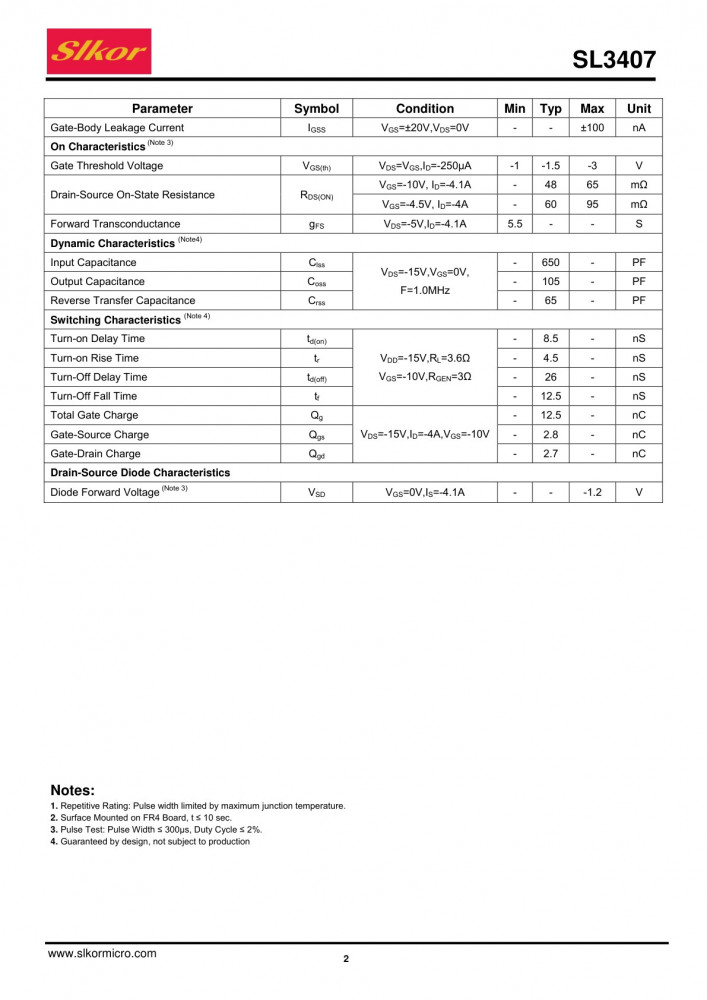 SL3407 datasheet page 2