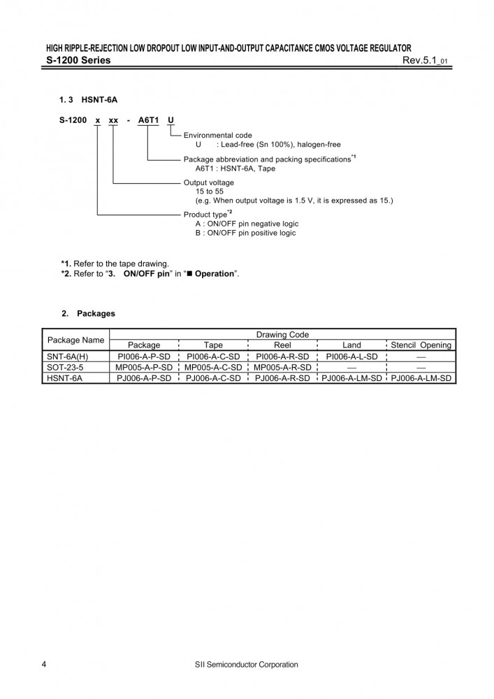 S-1200 Series datasheet page 4