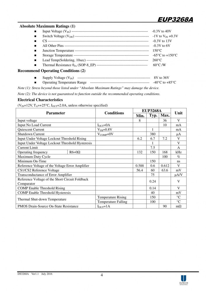 EUP3268A datasheet page 4