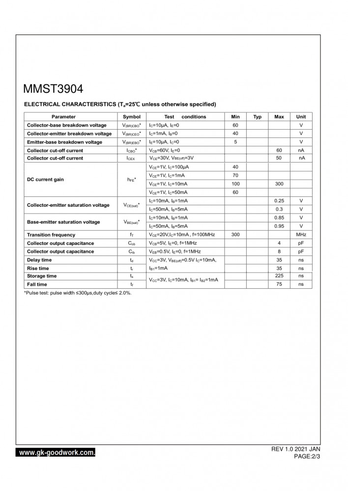 MMST3904 technical document page 2