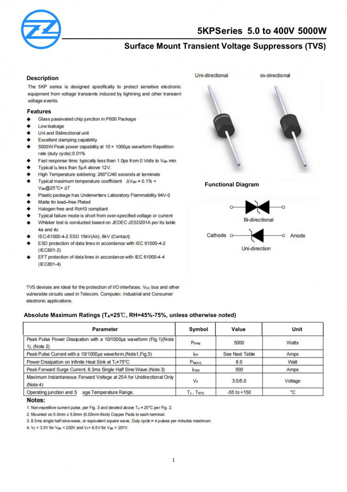 baocheng 5KP48A datasheet page 1