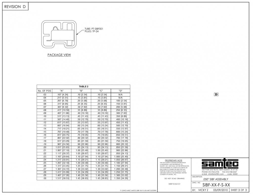 Samtec SIBF assembly drawing page 3