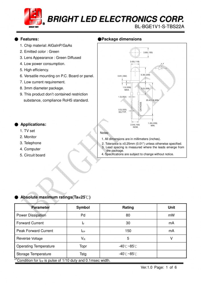 BL-BGE1V1-S-TBS22A datasheet page 1
