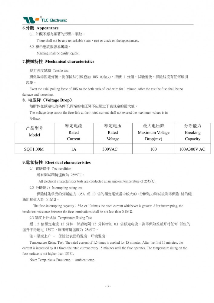 SQT1.00M-3.5 datasheet page 3