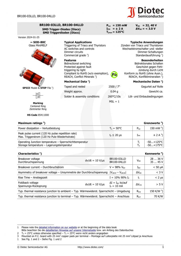 BR100-03LLD technical documentation page 1