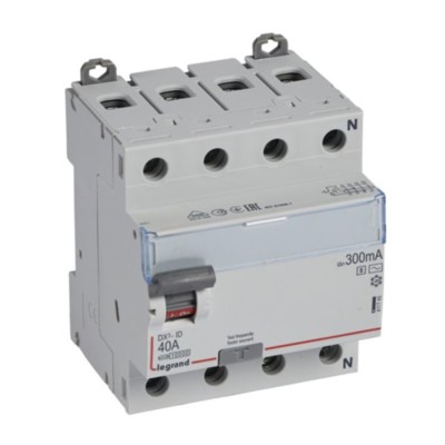 RCD DX³-ID - 4P 400V~ neutral right-hand side - 40A - 300mA selective RCCB - AC type - 4-module DIN rail IP20 for sale