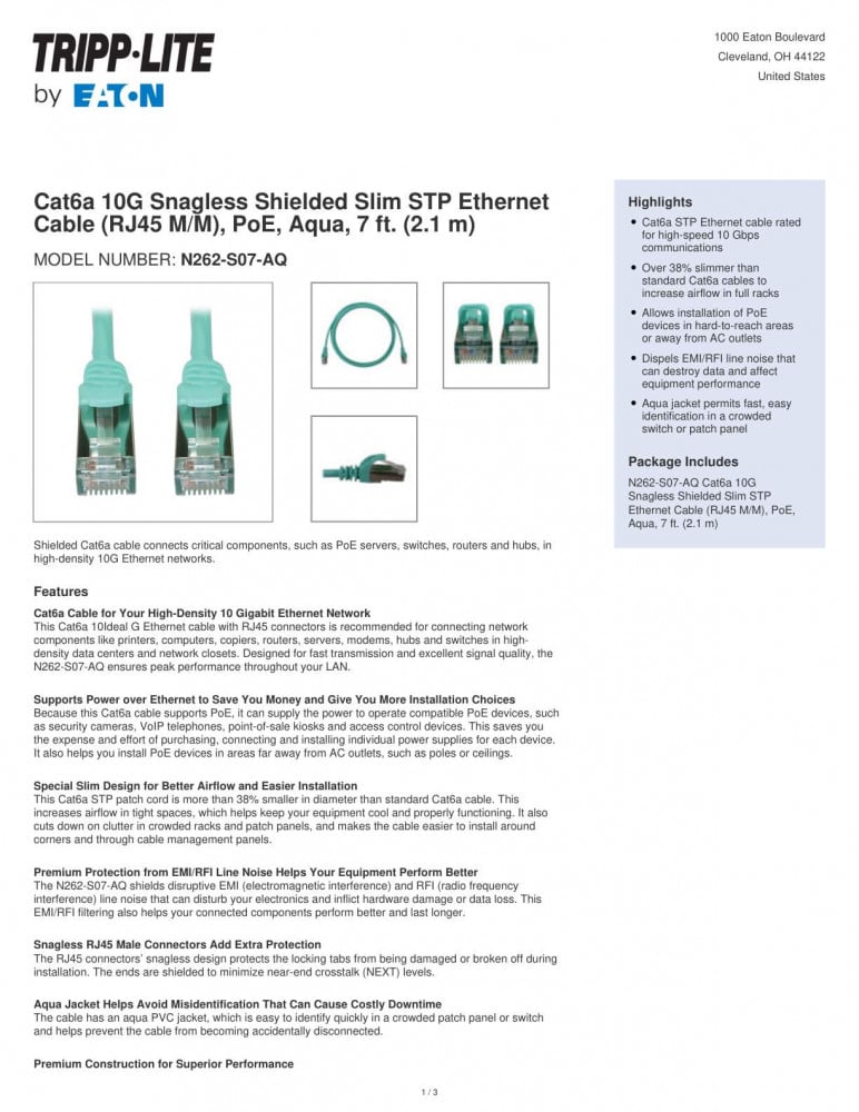 N262-S07-AQ technical document page 1