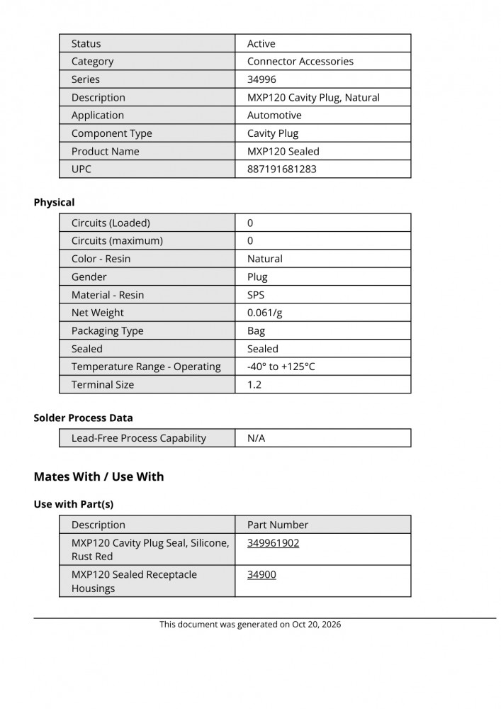 MOLEX 349961501 technical document image, page 2