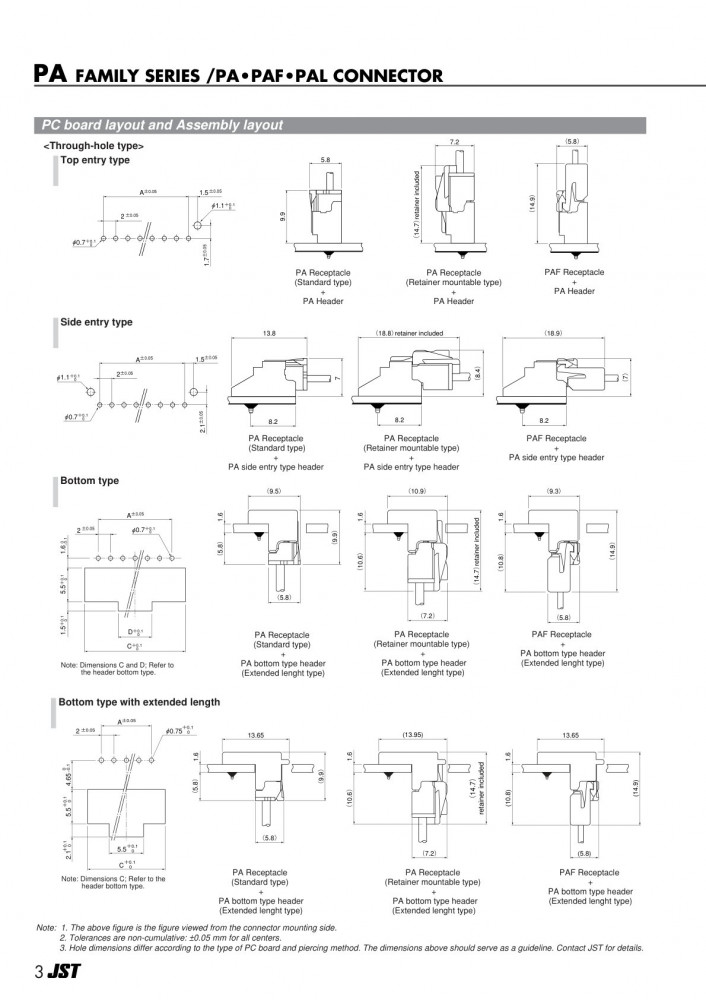 JST PA family datasheet page 3