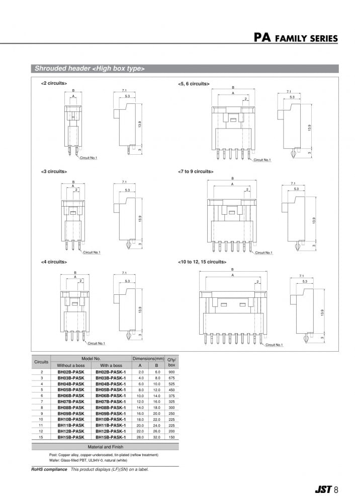 JST PA family datasheet page 8