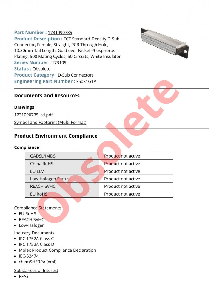 MOLEX 1731090735 technical drawing, page 1