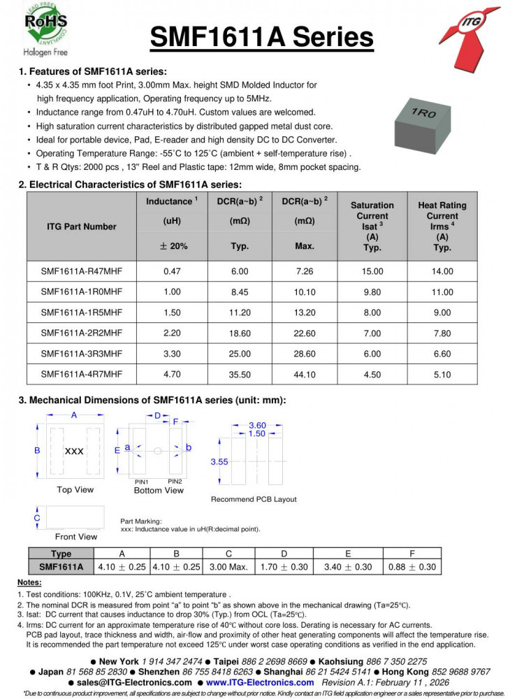 SMF1611A technical document, page 1